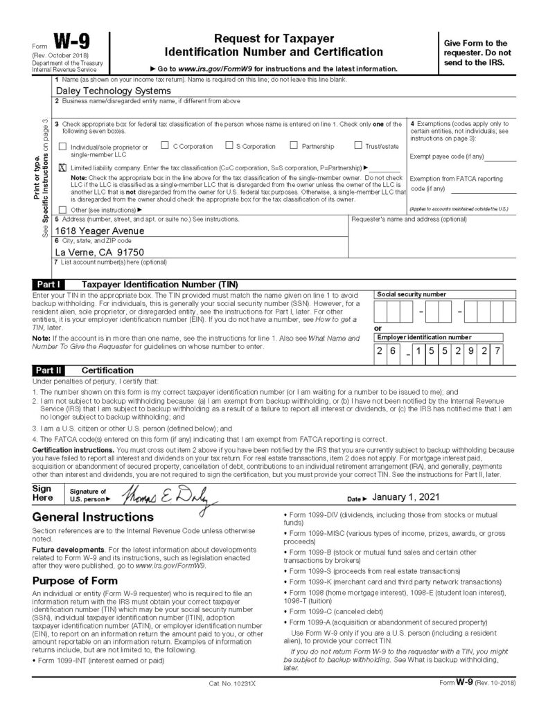 Forms – Daley Technology Systems – DTS